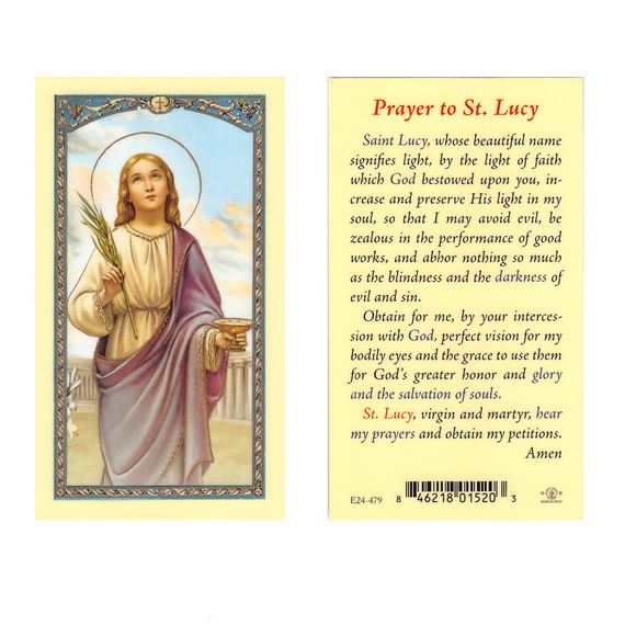 LAMINATED HOLY CARD - ST. LUCY | EWTN Religious Catalogue